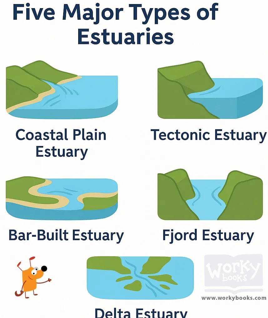 Five Major Types of Estuaries | Interactive | Workybooks - Reading ...