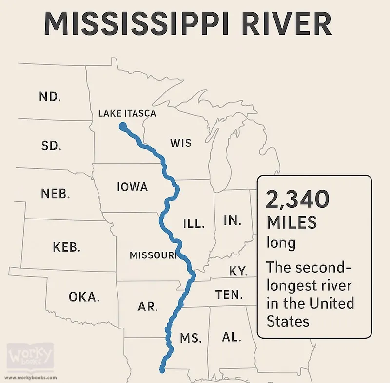 The Mississippi River | Interactive | Workybooks - Reading Passage with ...