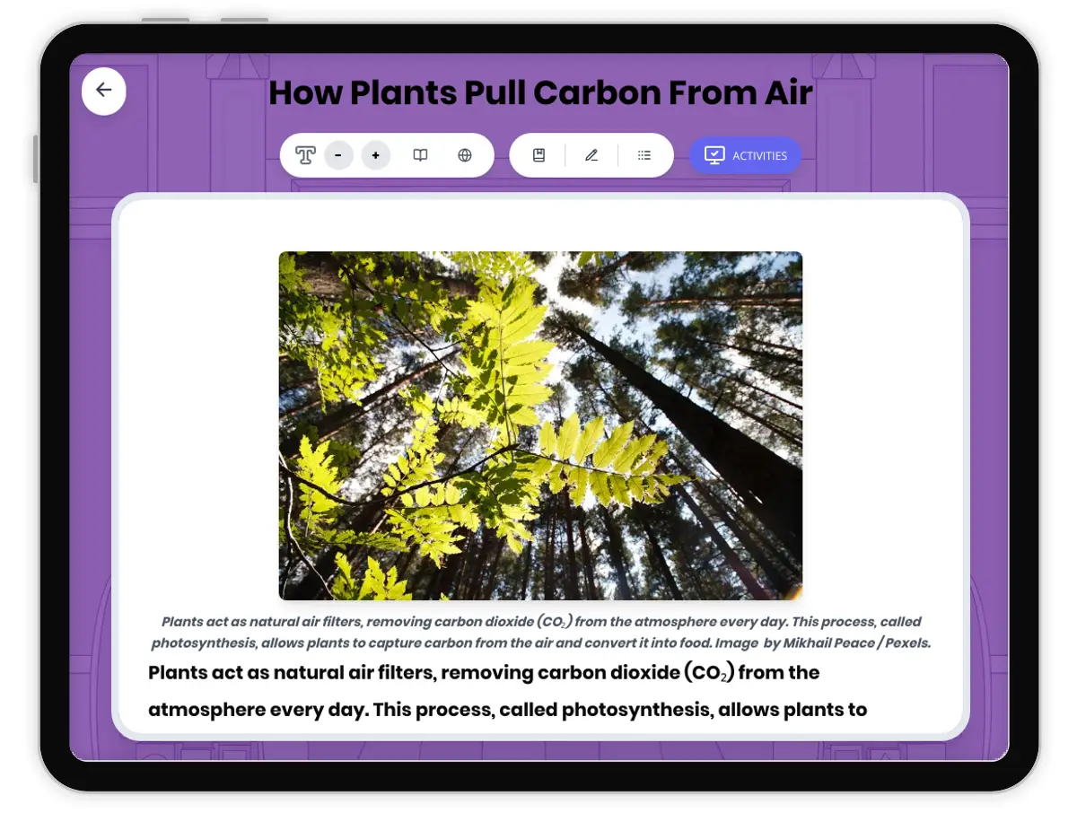 How Plants Pull Carbon From Air - Middle School Science Reading Passage ...